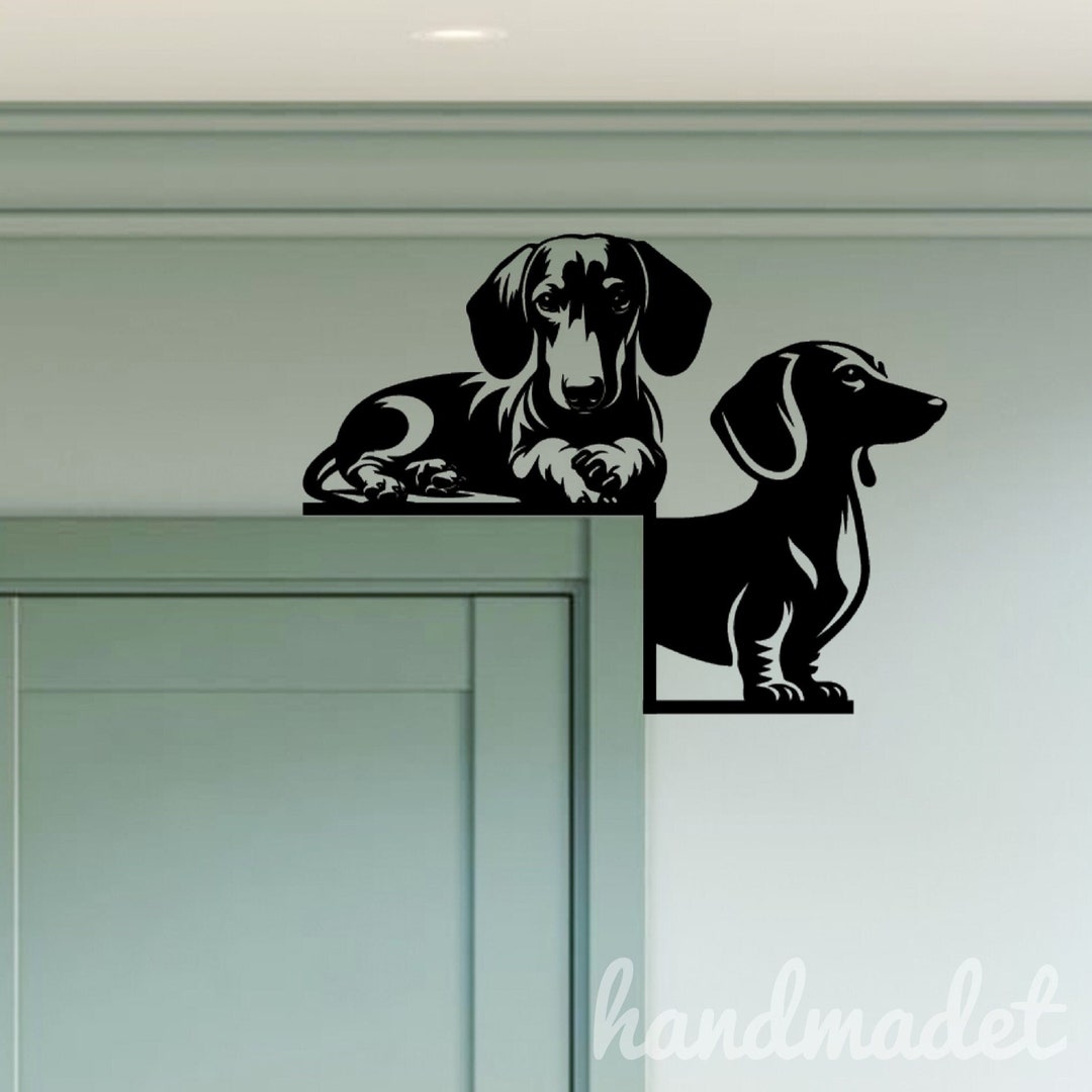 Personalized Dachshund Door Corner Sign, Cute Dog Metal Door Topper ...