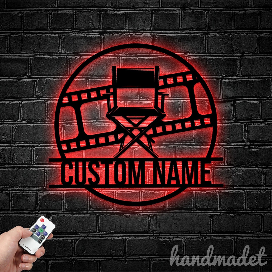 Personalized Movie Metal Wall Sign, Cinema Metal Wall Light, Theater ...