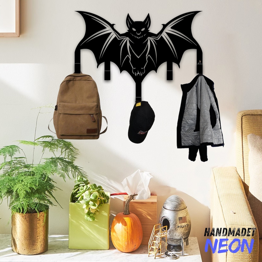 Custom Bat Coat Rack Wall Hanger, Bat Metal Wall Hooks, Bat Metal ...