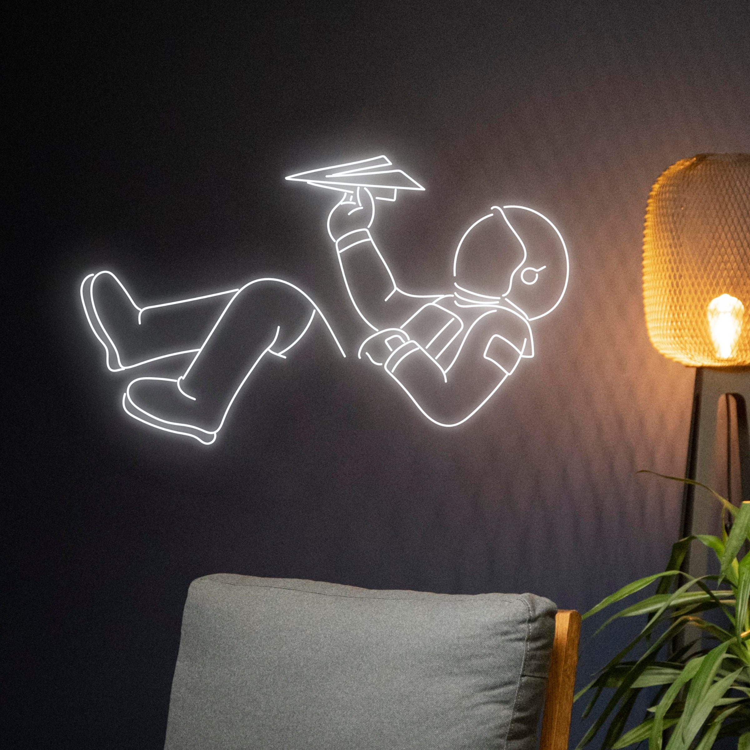 Astronaut Paper Plane Neon Sign, Paper Airplane Astronaut Led Sign ...