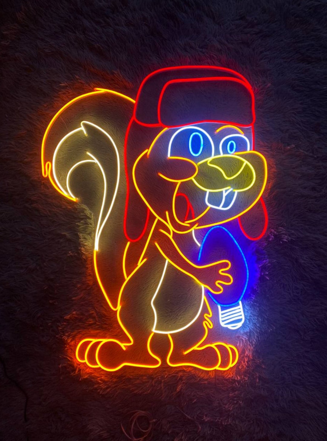 Squirrel Led Sign, Squirrel Christmas Neon Sign, Wall Decor, Christmas ...
