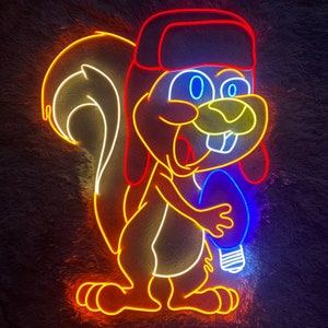 Squirrel Led Sign, Squirrel Christmas Neon Sign, Wall Decor, Christmas ...