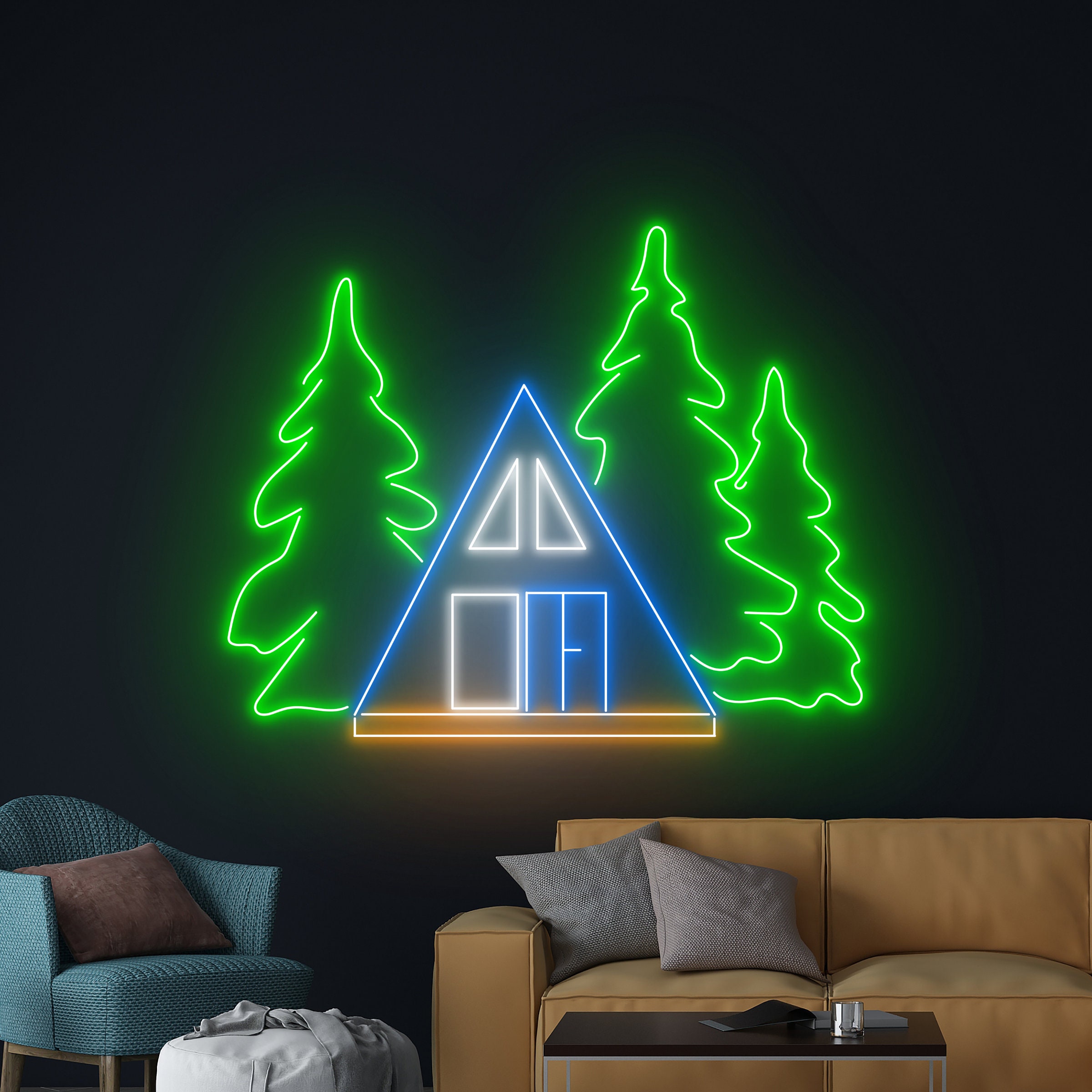 Cabin Neon Sign, Cabin Pine Forest Led Sign, Homestay Travel Led Light ...
