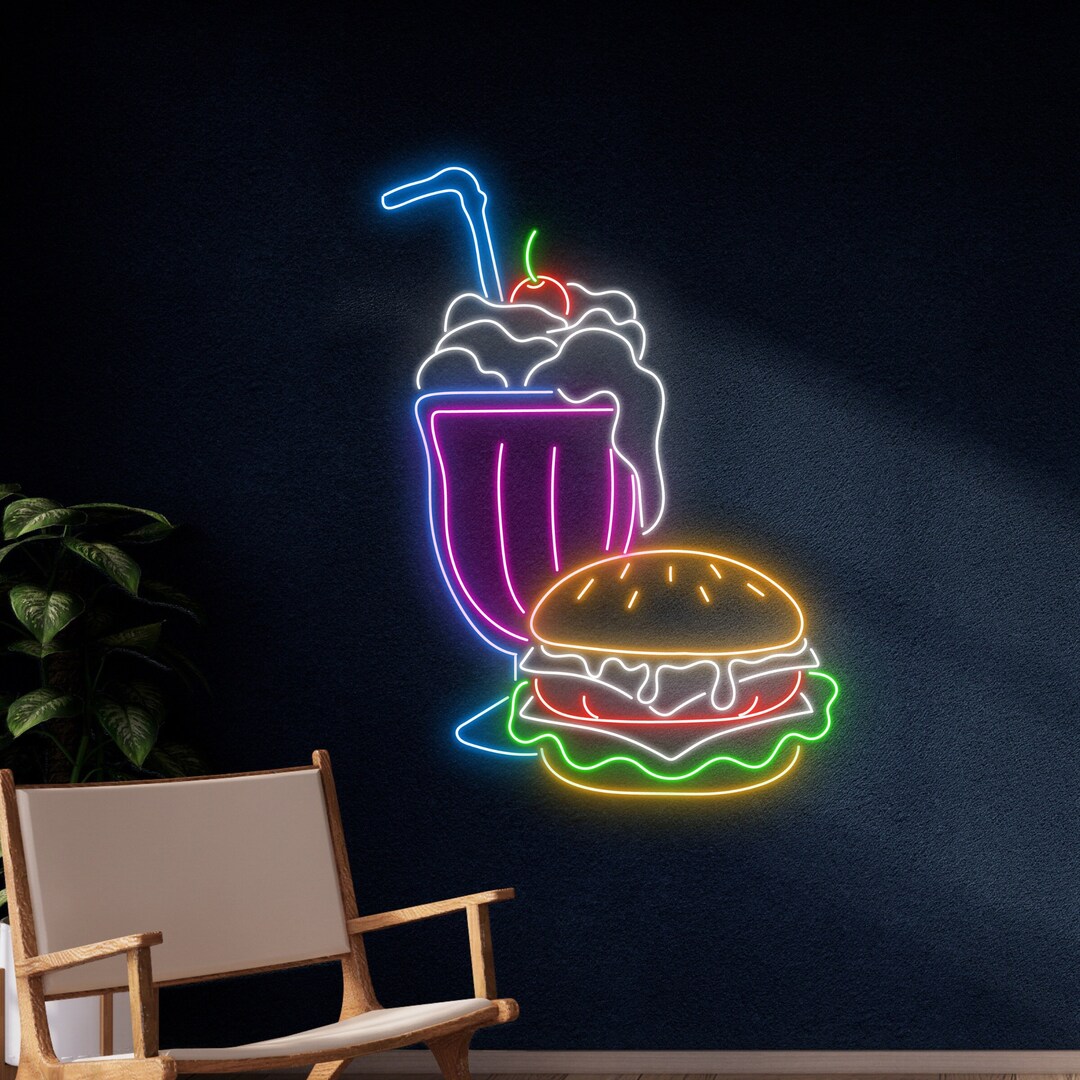 Milkshakes Burgers Led Light, Milkshakes Led Sign, Burger Milkshake ...