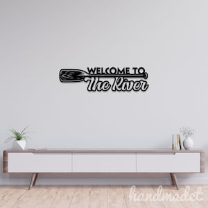 Personalized Welcome to the River Metal Wall Sign, Paddle Metal Wall ...