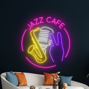 Jazz Cafe Saxophone Neon Sign, Saxophone Neon Light, Saxophone Music ...