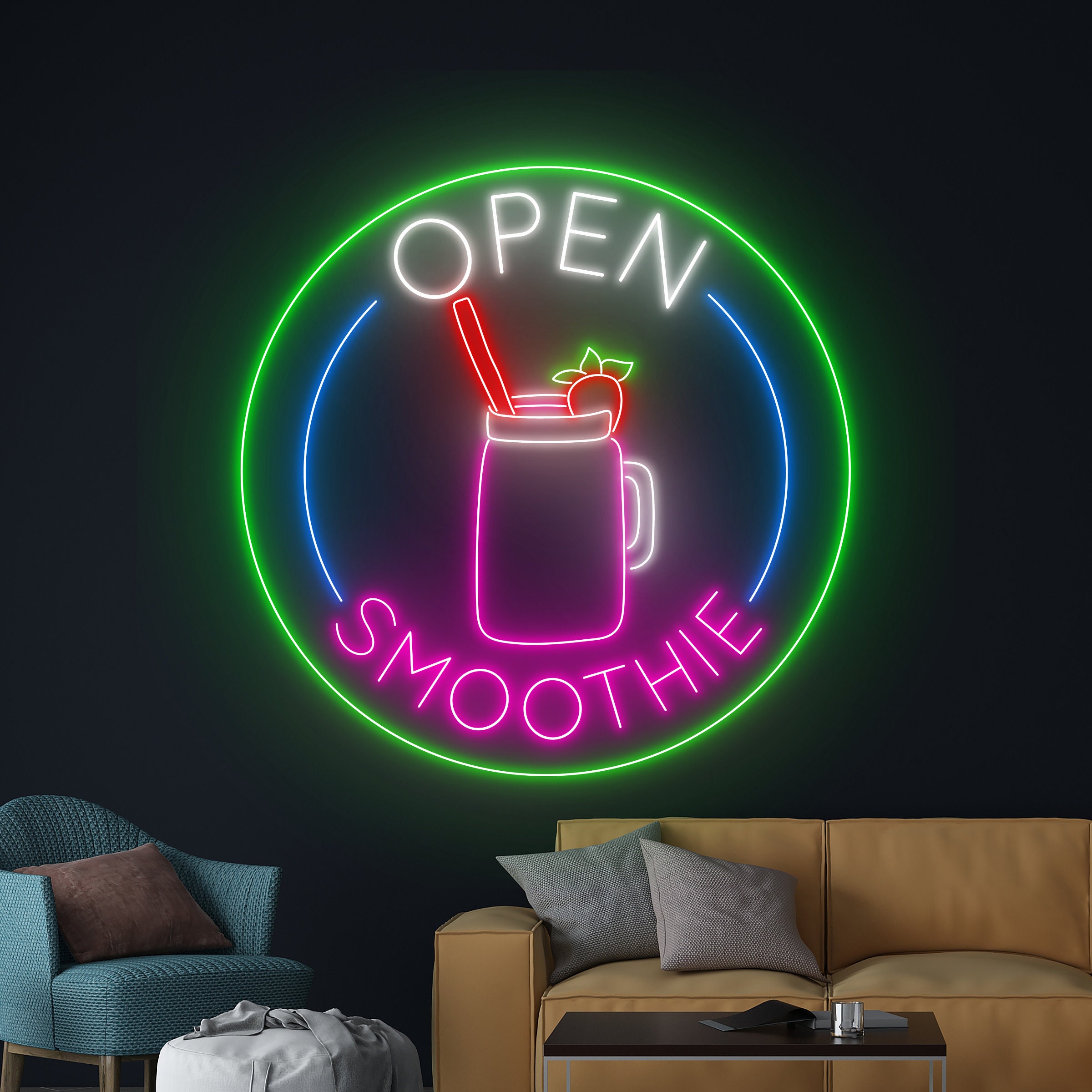 Open Smoothie Neon Sign, Smoothie LED Light, Smoothie Fruit Neon Light ...
