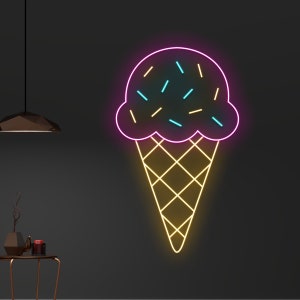 Custom Ice Cream Cone Neon Sign, Ice Cream Neon Light, Gelato LED Light ...