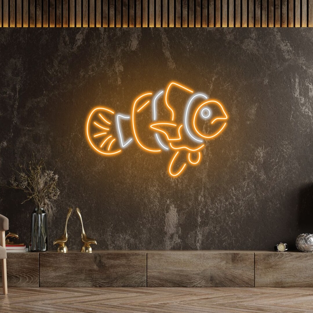 Clownfish Neon Sign , Mountain Clown Fish Sign, Wall Decor, Fish Led ...