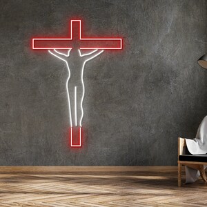 Jesus Cross Led Sign, Cross Jesus Neon Sign, Wall Decor, Cross Neon ...