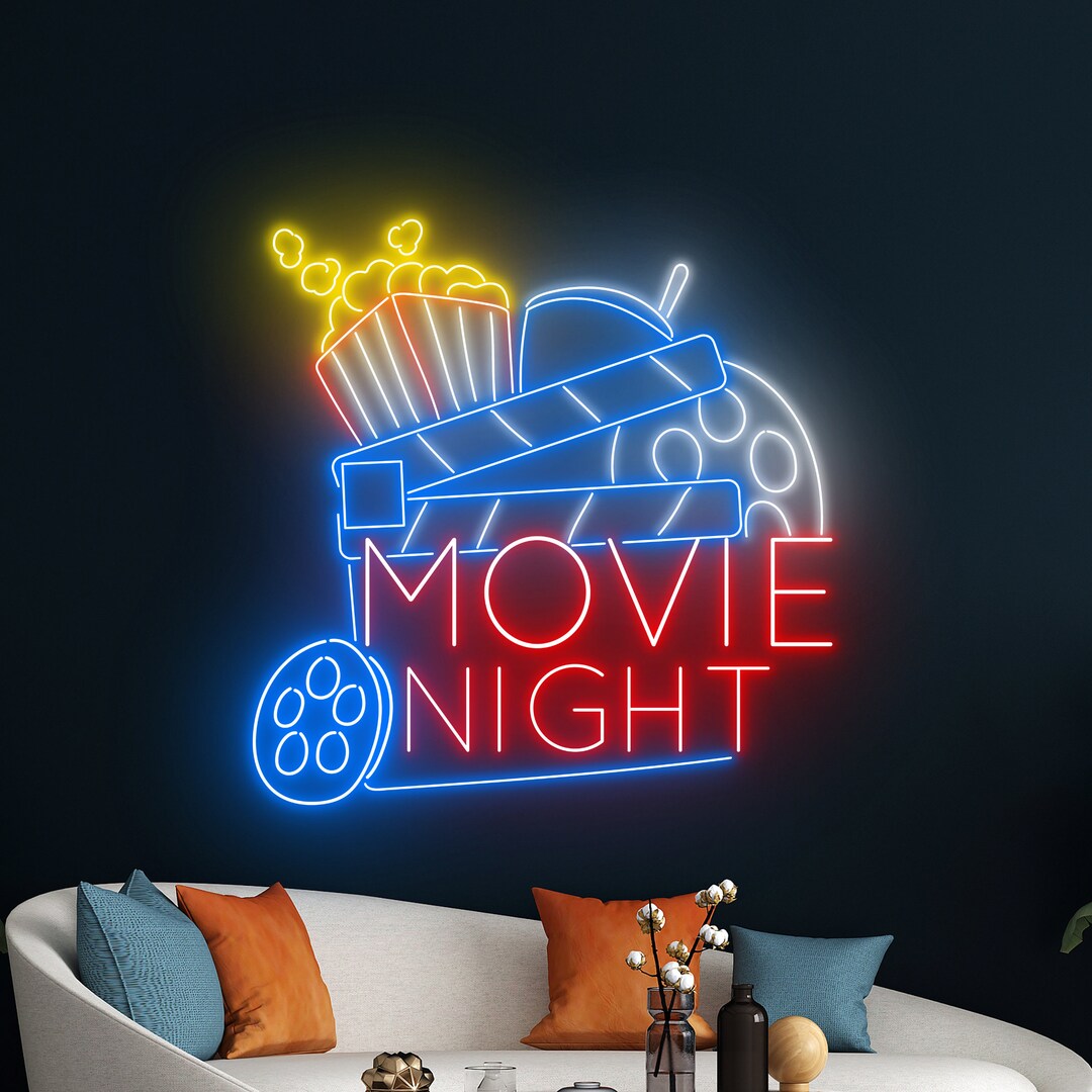 Movie Night Neon Light, Cinema Neon Sign, Movie Theater Led Light ...