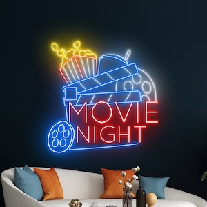 Movie Night Neon Light, Cinema Neon Sign, Movie Theater Led Light ...