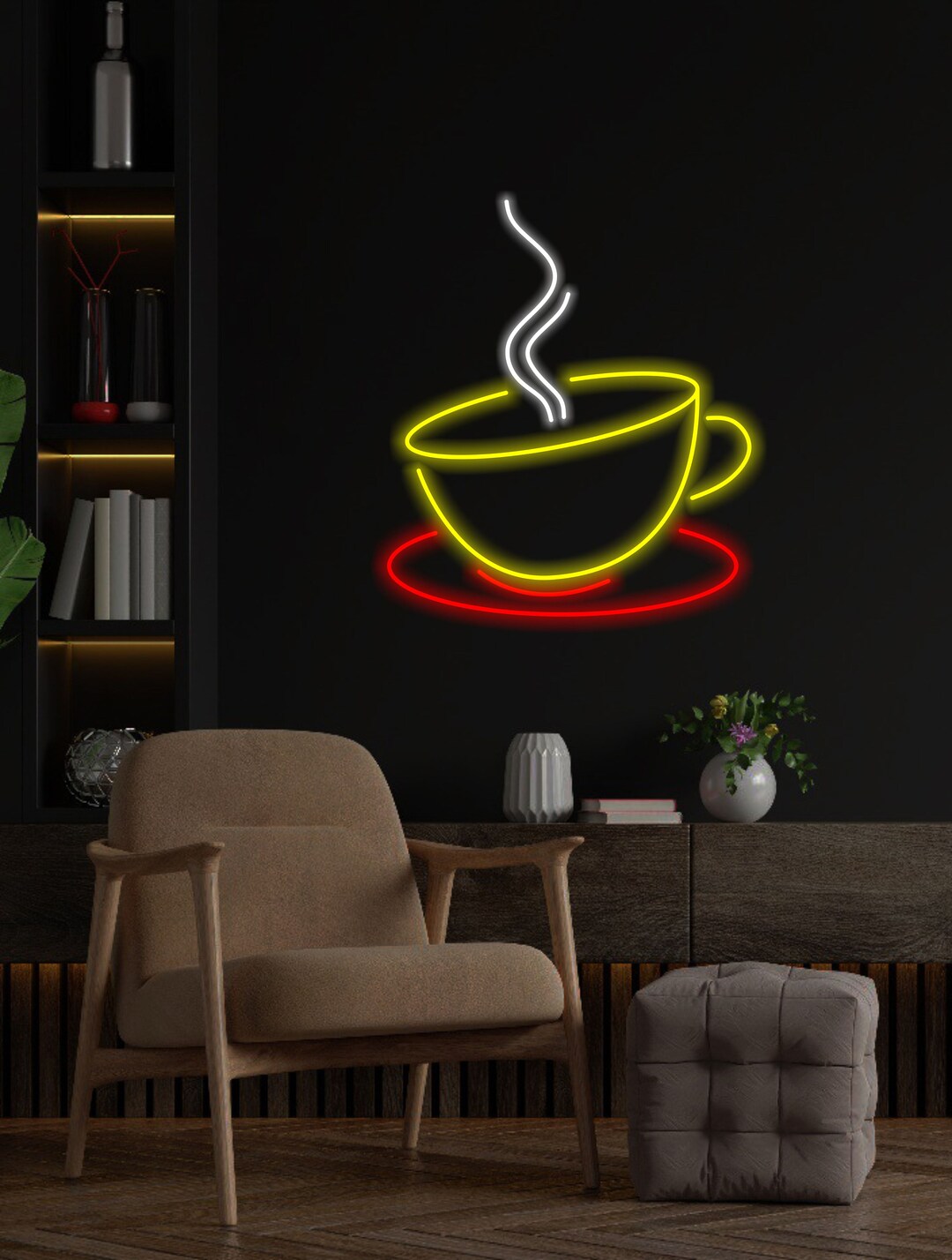 Coffee Cup Neon Sign, Cup of Coffee Led Sign, Wall Decor, Coffee Cup ...