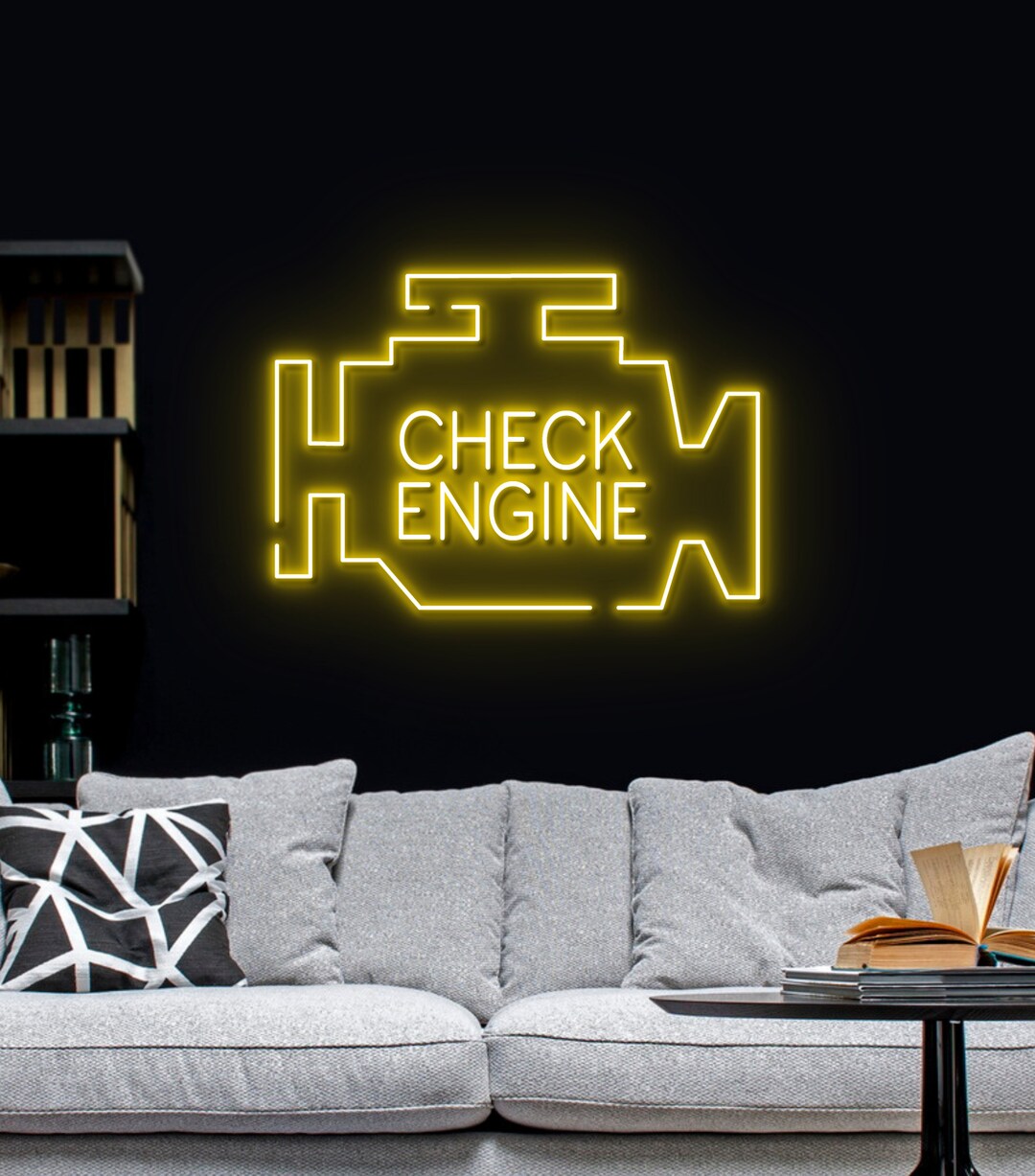 Check Engine Light Neon Sign, Check Engine Neon Sign, Man Cave Neon ...