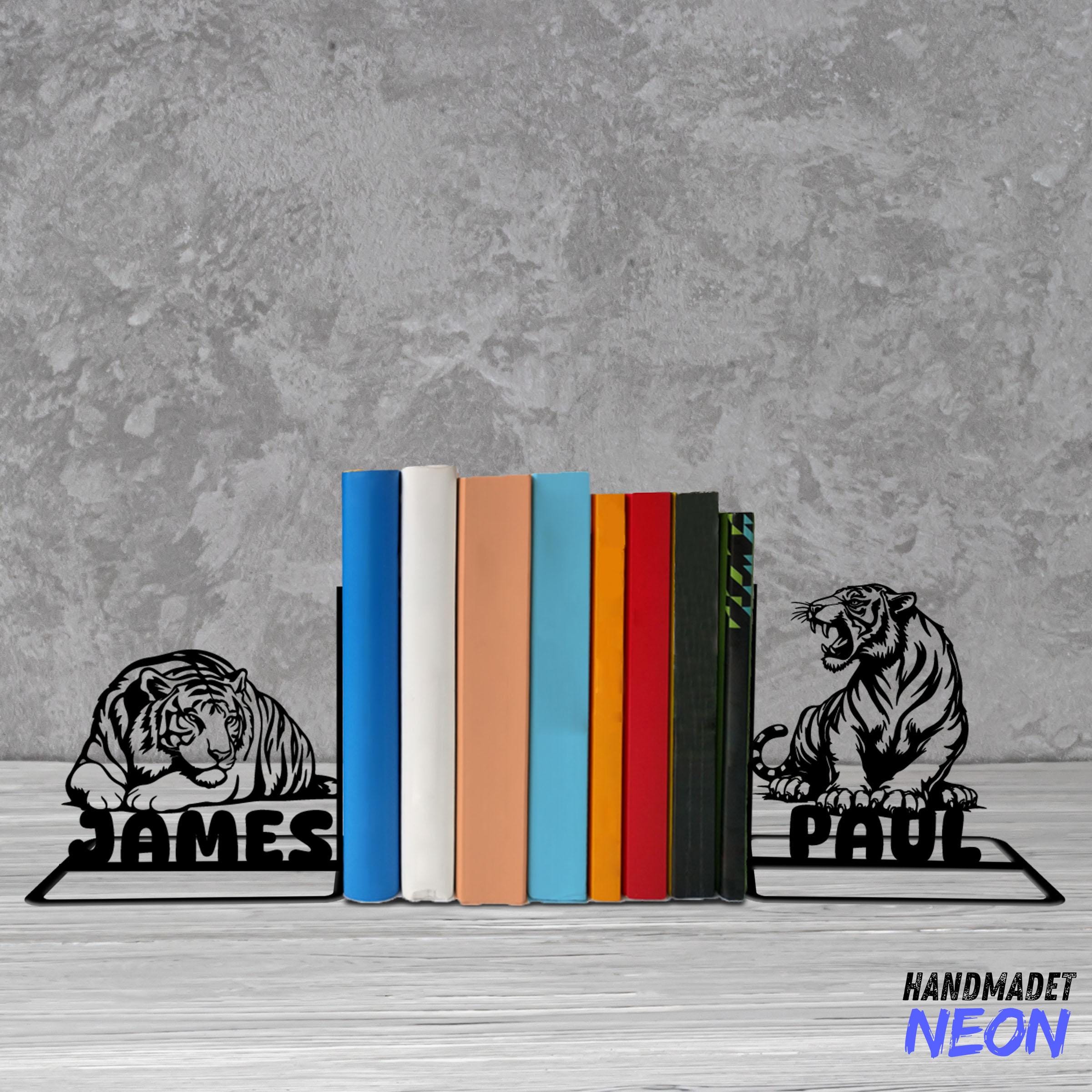 Custom Tiger Metal Bookends, Tiger Name Bookend, Tiger Wildlife Table ...