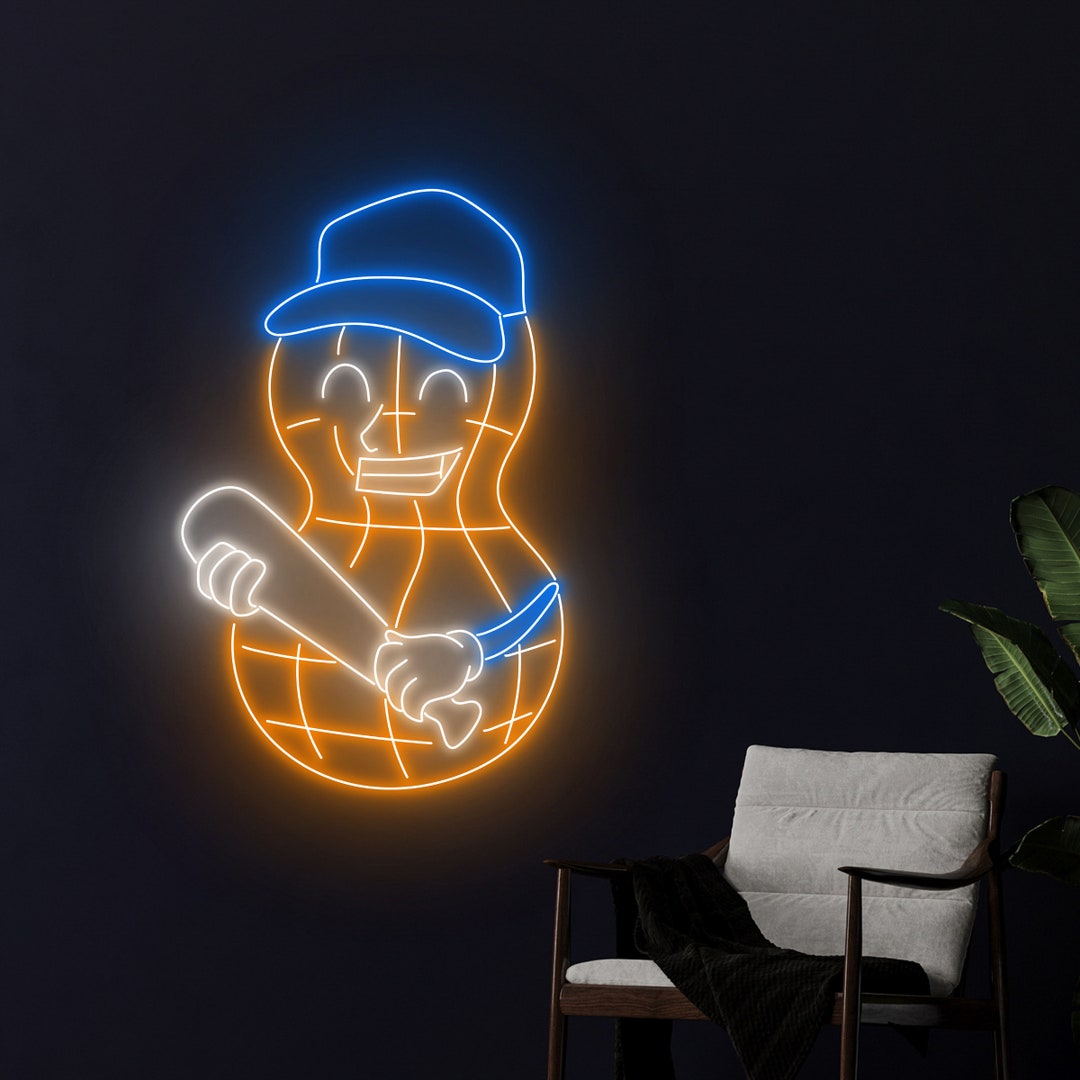Peanut Baseball Neon Light, Baseball Led Sign, Base Ball Player Led ...