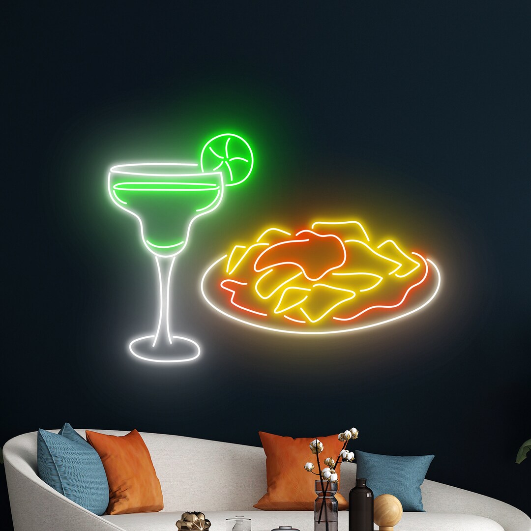 Margarita Nachos Neon Sign, Margarita LED Light, Nachos Neon Light, Drinking Alcohol Led Sign ...