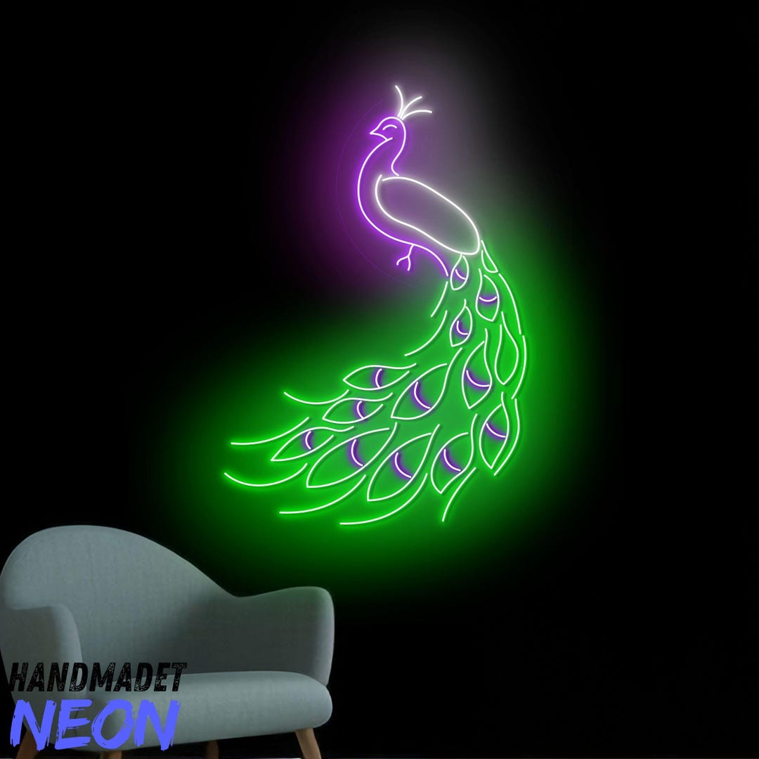 Peacock Neon Sign, Peacock Led Sign, Peacock Led Light, Peacock Animal ...