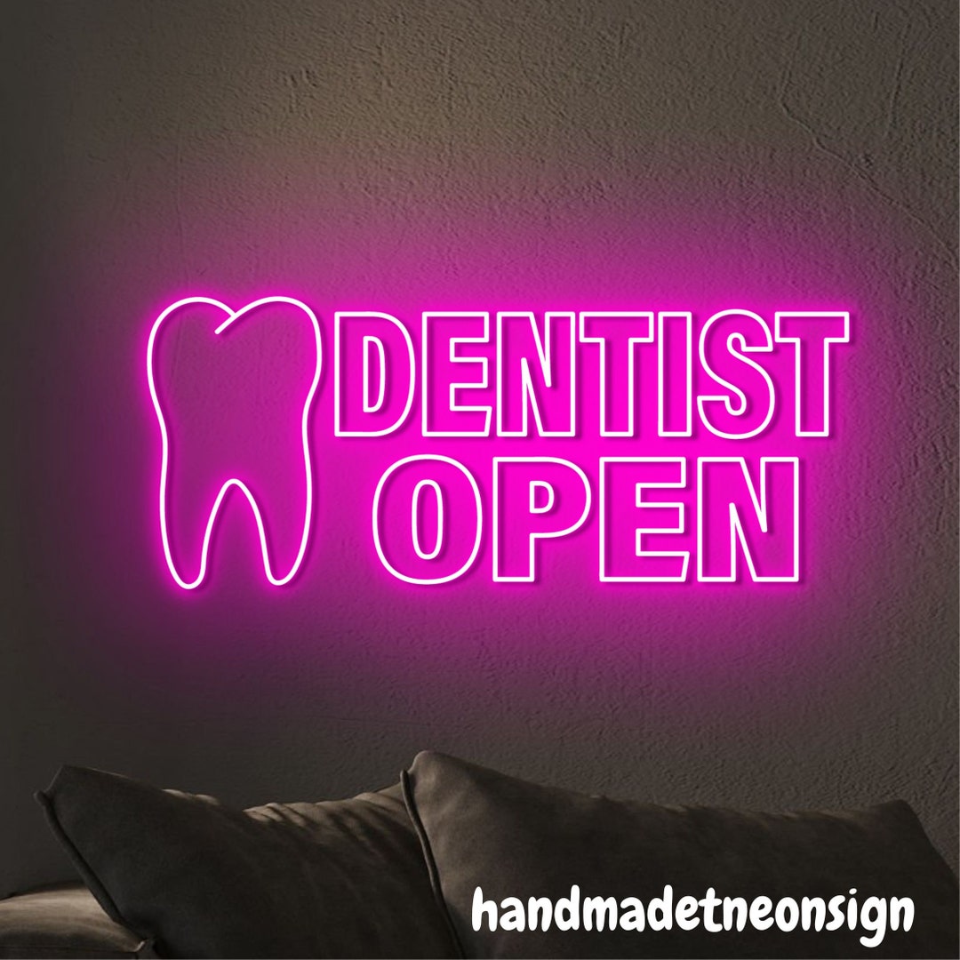 Dentist Open Neon Sign, Tooth Led Sign, Dentist Neon Light, Dentist Led ...