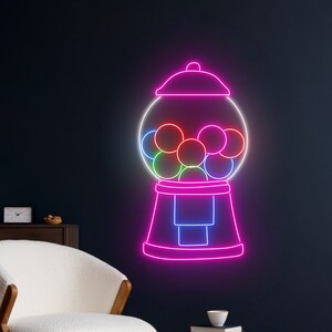 Gumball Machine Neon Sign, Gumball Led Sign, Candy Machine Neon Light ...