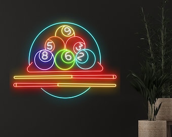 Billiards Led Sign, Billiard Neon Sign, Billiards Pool Hall Neon Light ...