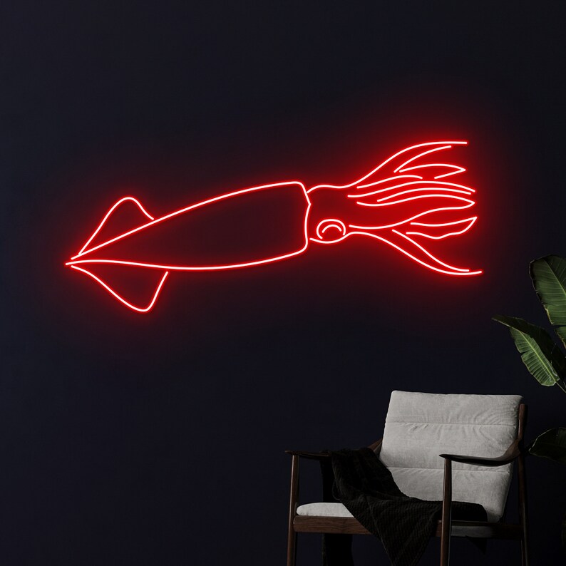 Squid Neon Sign, Sea Food Led Sign, Octopus Led Light, Seafood Neon ...