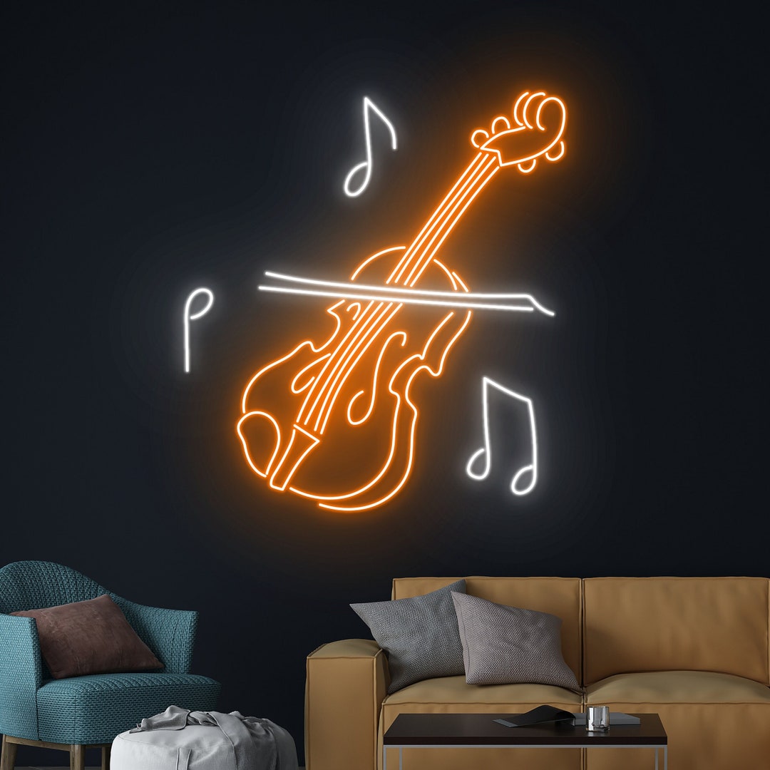 Violin Led Sign, Violin Neon Light, Music Player Neon Sign, Music Led ...