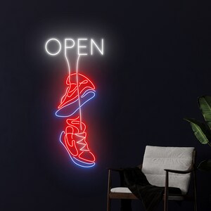 Sneakers Open Neon Sign, Shoes Shop Neon Light, Sport Shoes Led Sign ...