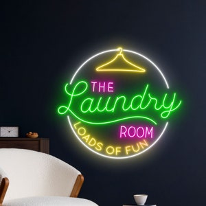The Laundry Room Led Sign, Wardrobe Hanger Neon Sign, Dry Cleaner Neon ...
