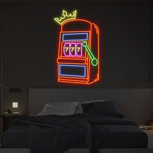 Slot Machine Neon Sign, Slot Machine Led Light, Casino Decor, Game ...