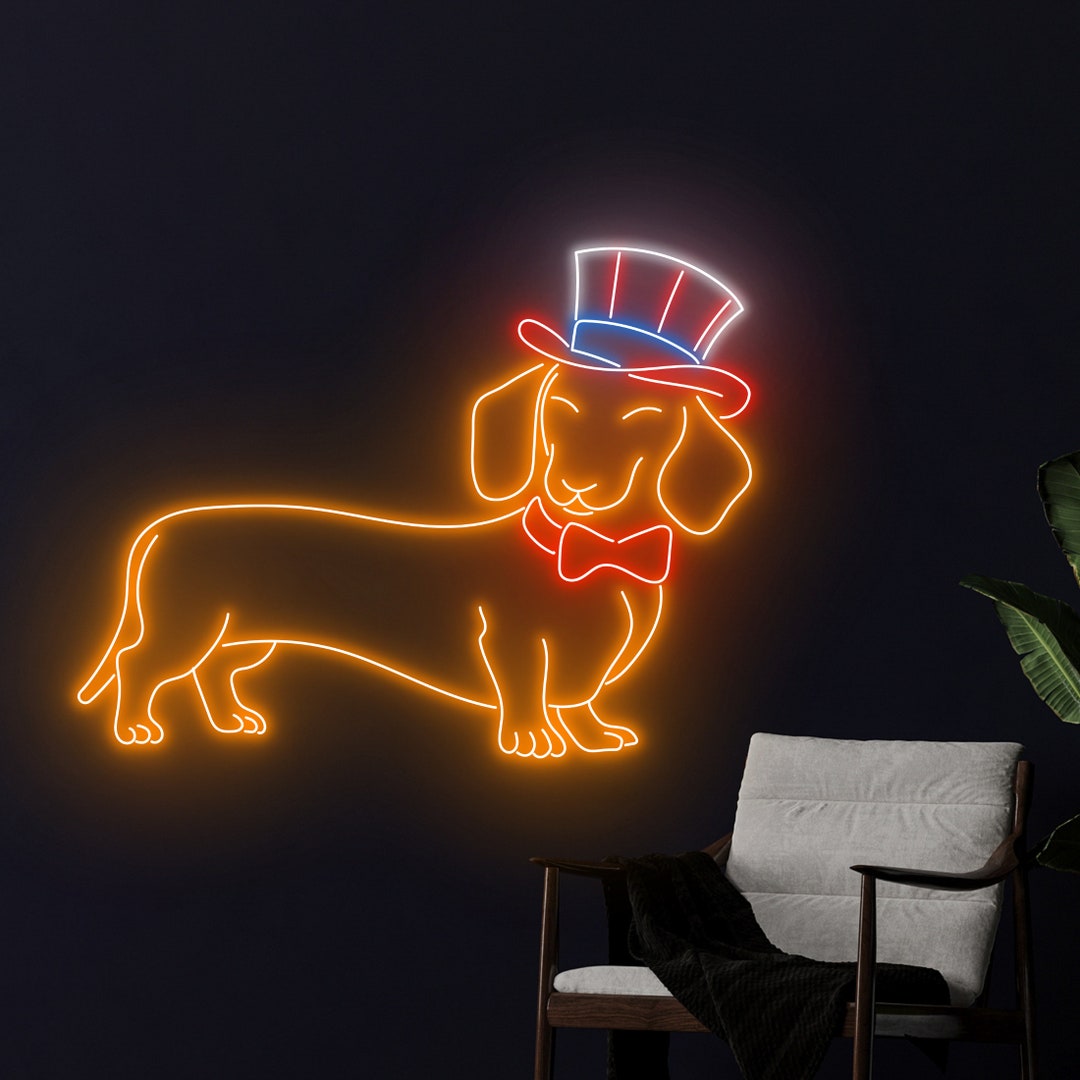 Dachshund 4th of July Neon Sign, Dachshund Led Light, Dachshund Dog Led ...