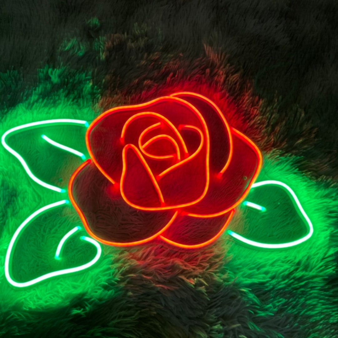 Custom Rose Flower Neon Light, Personalized Rose Neon Sign, Flower Led ...