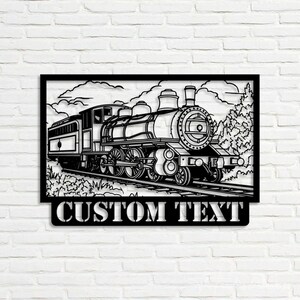 Custom Locomotive Train Metal Wall Art With LED Light Personalized ...