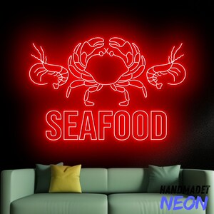 Seafood Neon Sign, Shrimp and Crab Led Sign, Seafood Led Light, Crab ...