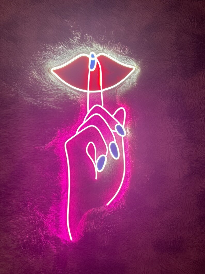 Secret Finger on Lip Neon Sign Secret Lip Led Sign Secretled - Etsy