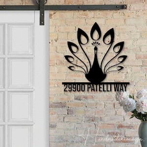 Personalized Peacock Home Number Metal Sign | Custom Peacock Address ...