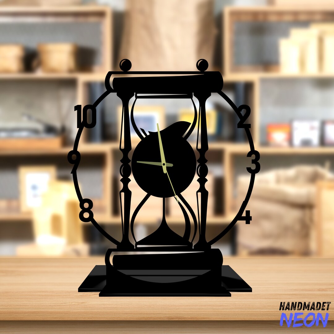 Custom Hourglass Tabletop Metal Clock, Hourglass Office Desktop Clock ...