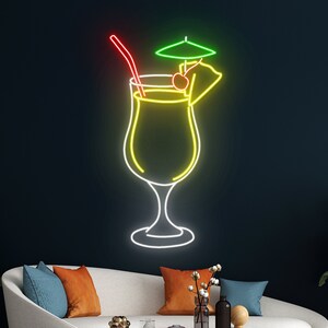Pina Colada Neon Sign, Pina Colada LED Light, Cocktail Neon Light, Wine ...