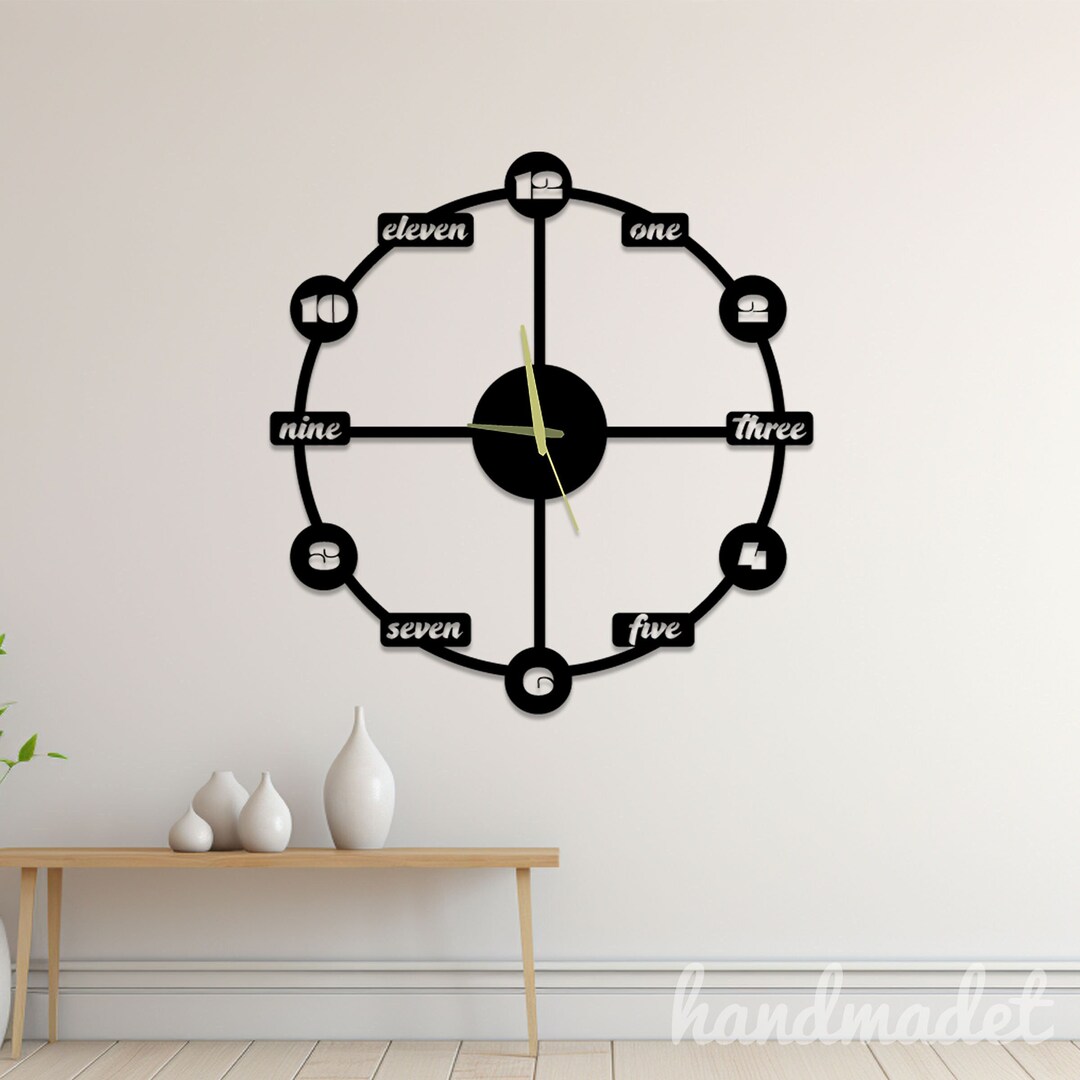 Custom Modern Wall Clock Unique, Year Date Round Wall Clock, Text ...