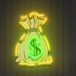 Money Bag Led Sign, Money Bag Neon Sign, Wall Decor, Money Bag Art Sign ...