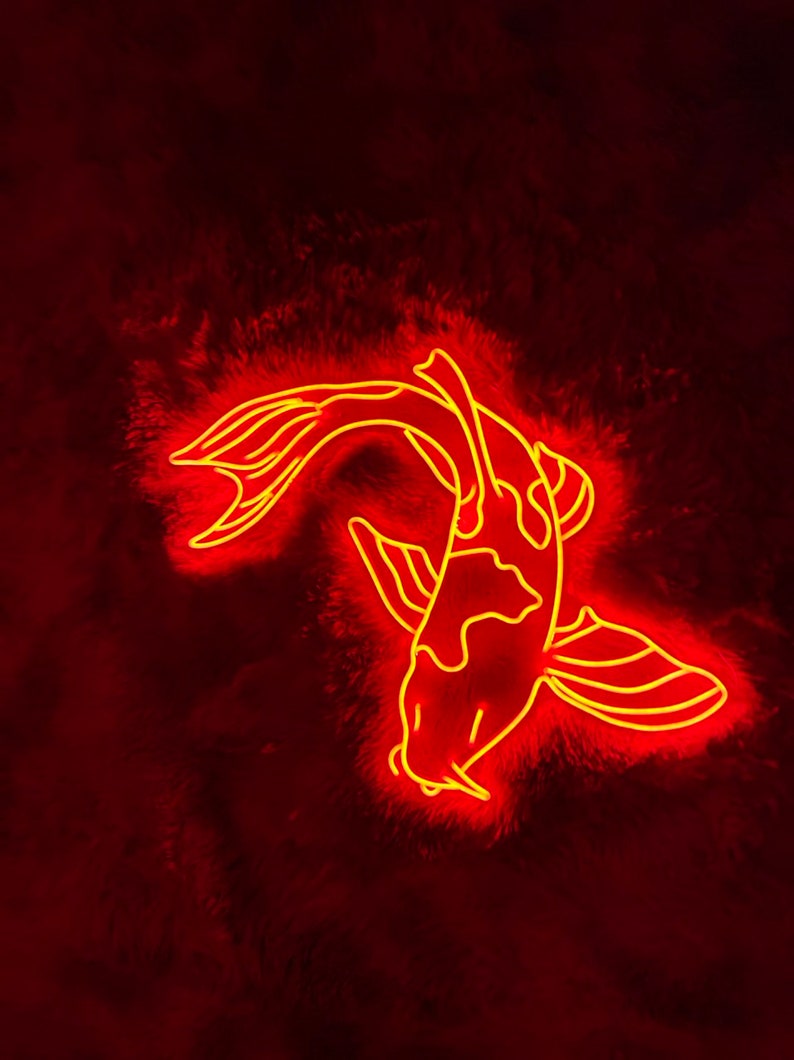 Koi Fish Led Sign Koi Fish Neon Sign Wall Decor Game Room - Etsy