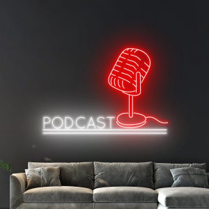 Podcast Microphone Led Sign, Micro Neon Light, Mic Neon Sign, Podcast ...