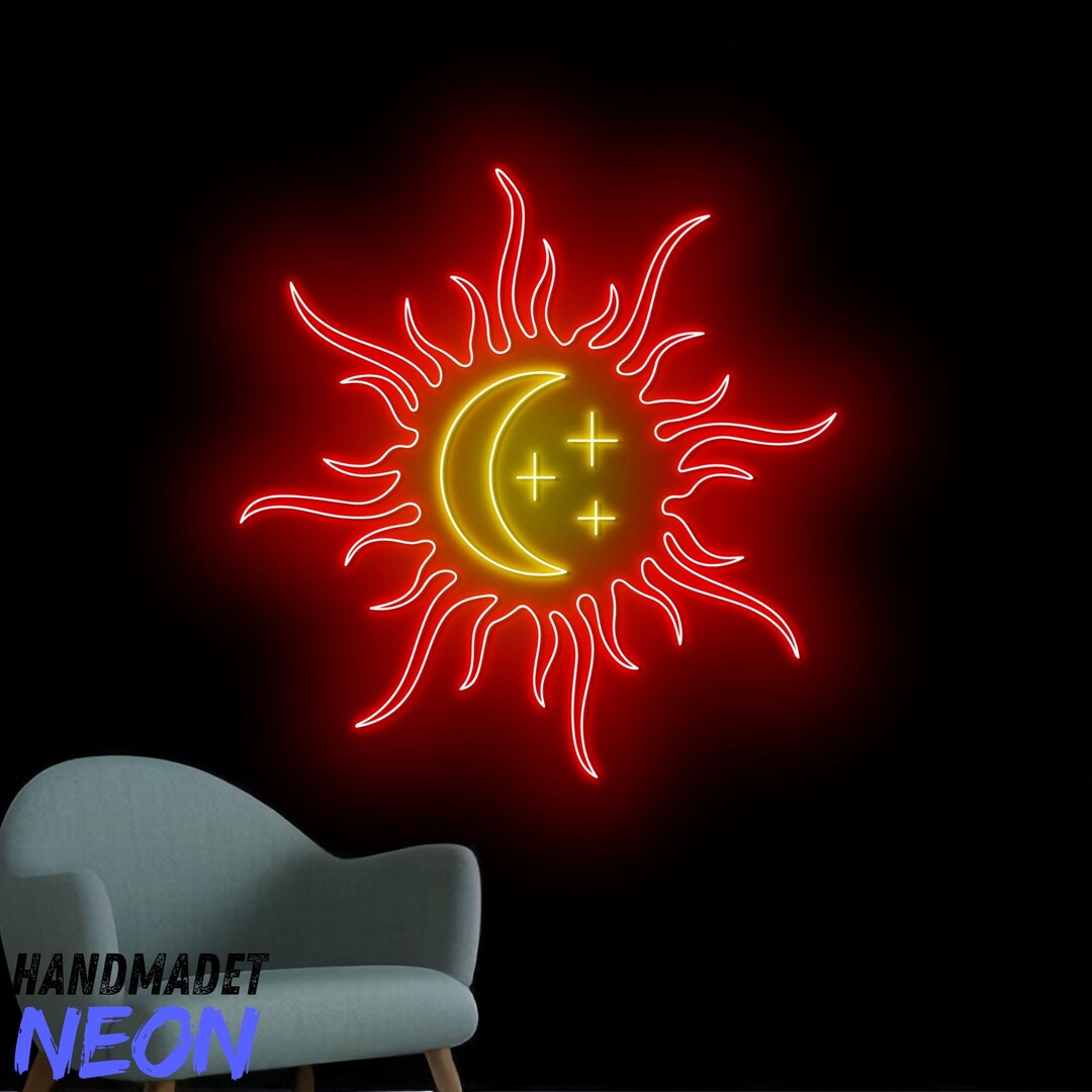 Sun and Moon Neon Sign, Sun Moon Led Sign, Sunshine Neon Light ...