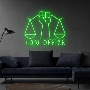Personalized Law Office Neon Sign, Custom Scales of Justice Neon Lights ...