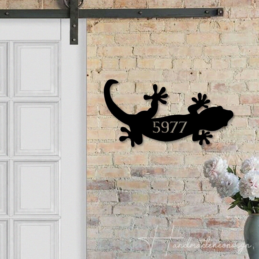 Personalized Lizard Home Number Metal Sign, Custom Lizard Number ...