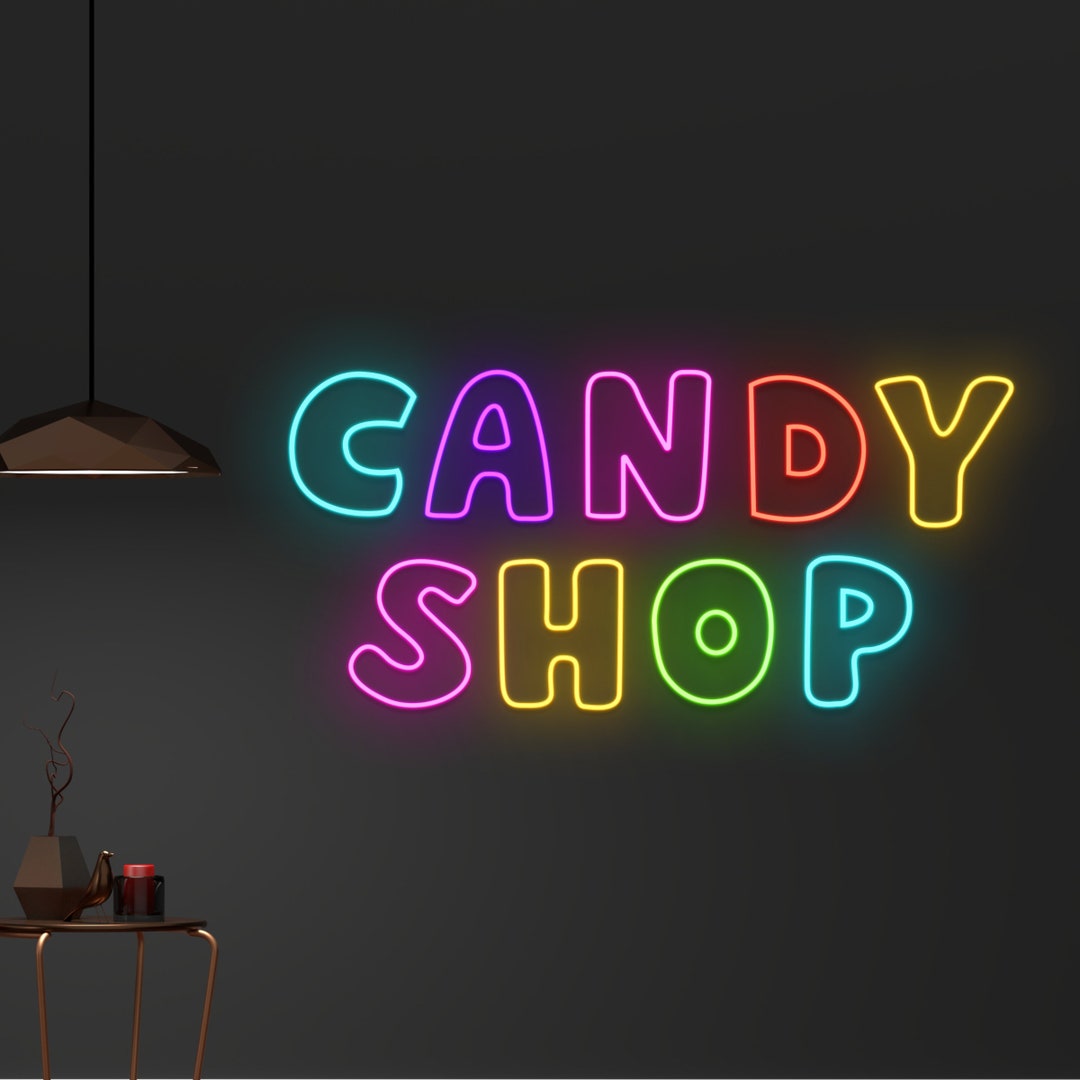 Custom Candy Shop Neon Sign, Personalized Quote Name Neon Light ...