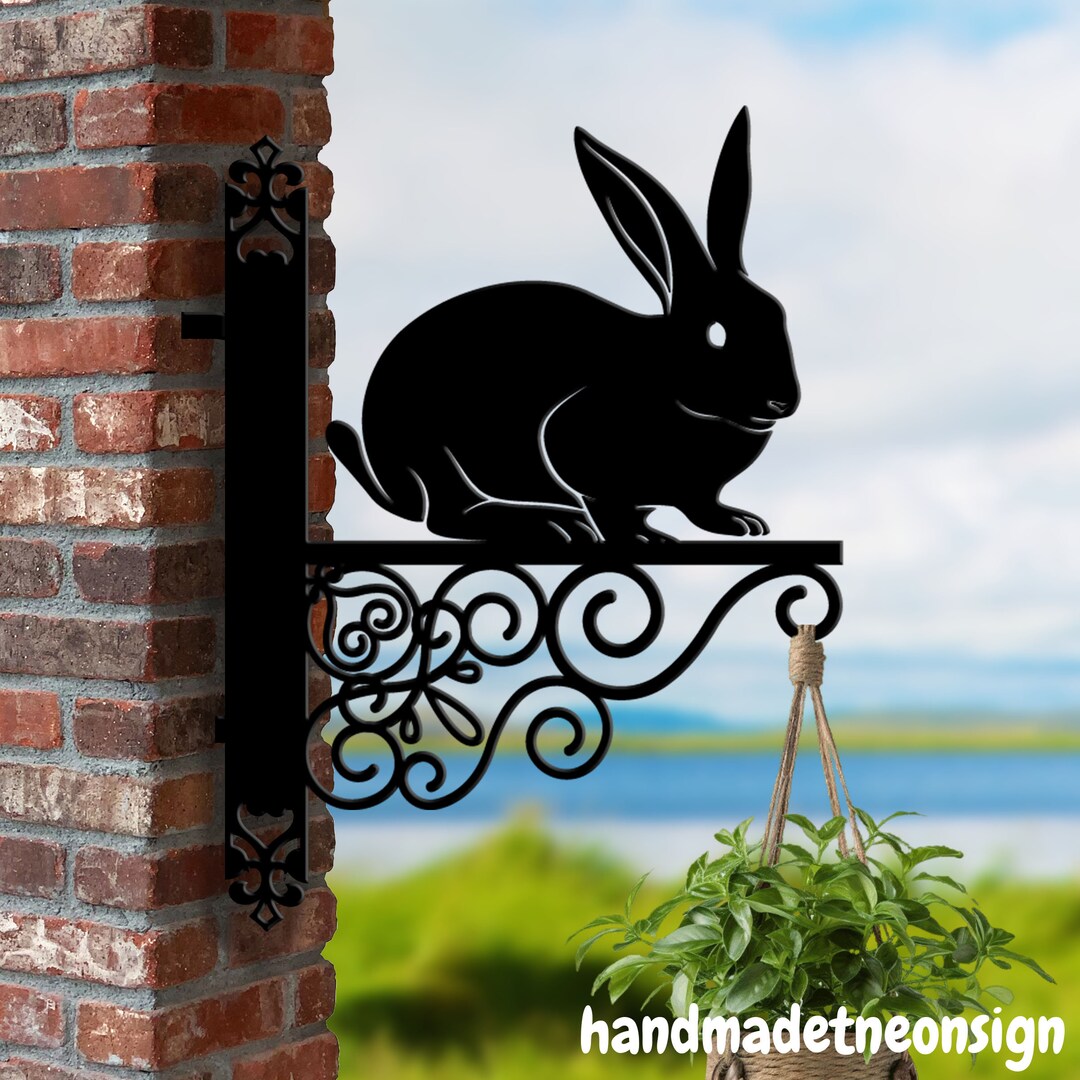 Personalized Rabbit Hanging Bracket, Rabbit Hanging Basket Bracket ...