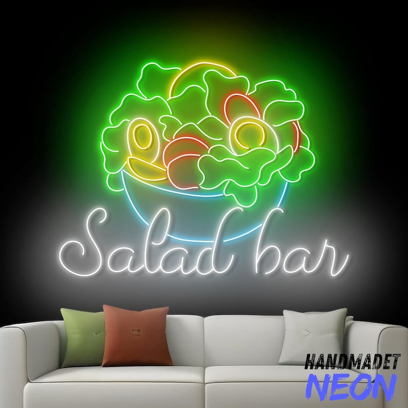 Salad Bar Neon Sign, Salad Bar Led Sign, Salad Bowl Neon Light, Salad ...