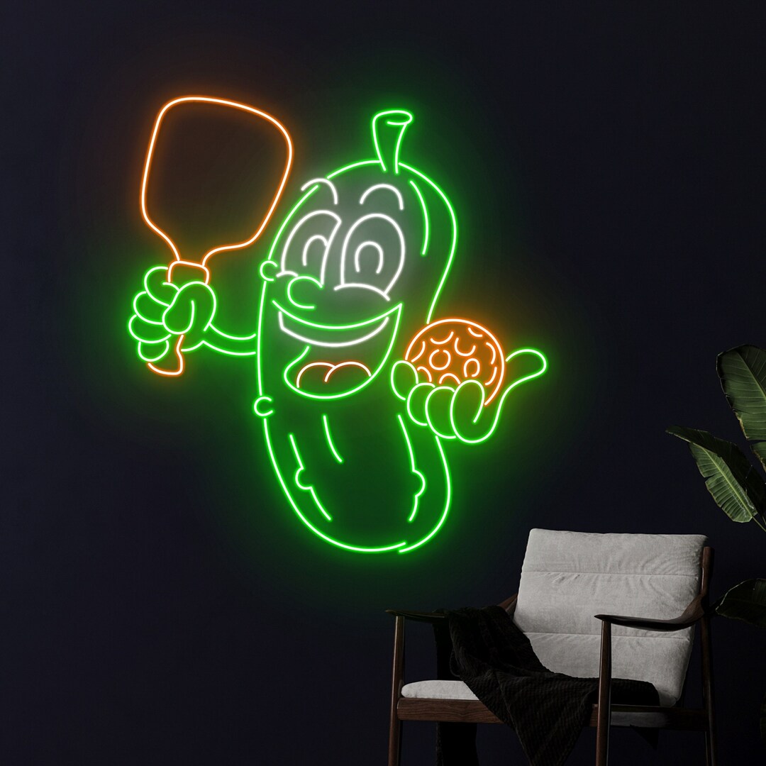 Pickle Ball Led Sign, Pickleball Neon Sign, Cucumber Pickle Ball Neon ...