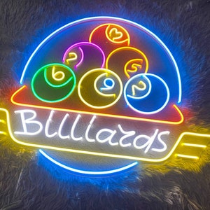 Custom Billiards Led Sign, Billiards Neon Sign, Wall Decor, Billiards ...